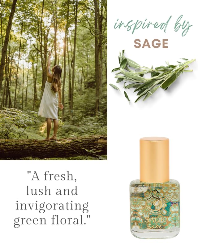 Sage Organic Perfume Oil Extract Roll-On by Sage- 1/4 oz, Vegan & Cruelty-Free, Fresh Scent, Cucumber, White Sage, Sweet Pea