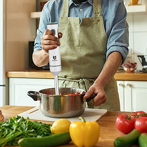 Cordless Hand Blender, UTALENT Variable Speed Immersion Blender handheld Rechargeable, with Fast Charger, Egg Whisk, for Smoothies, Milkshakes, Hummus and Soups β White