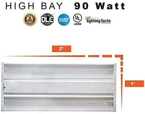 Superior LED High Bay Shop Light - 2Ft Linear High Bay Lighting - 90 Watt, 11700 Lumens, 5000K Daylight White - Ideal for Small Warehouses, Garages and Shops