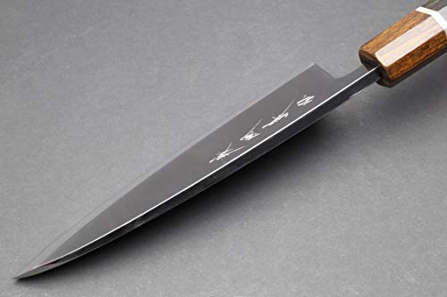 Yoshihiro Mizu Yaki Ginsanko Mirror-Finished High Carbon Stain Resistant Deba Fish Fillet Knife Ebony Handle with Silver Ring (7'' (180mm))