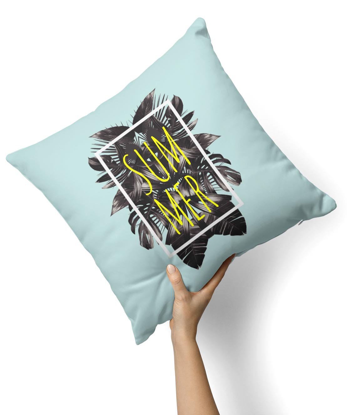 iiRov Summer Design Ink-Fuzed Decorative Throw Pillow - Mint Summer Time