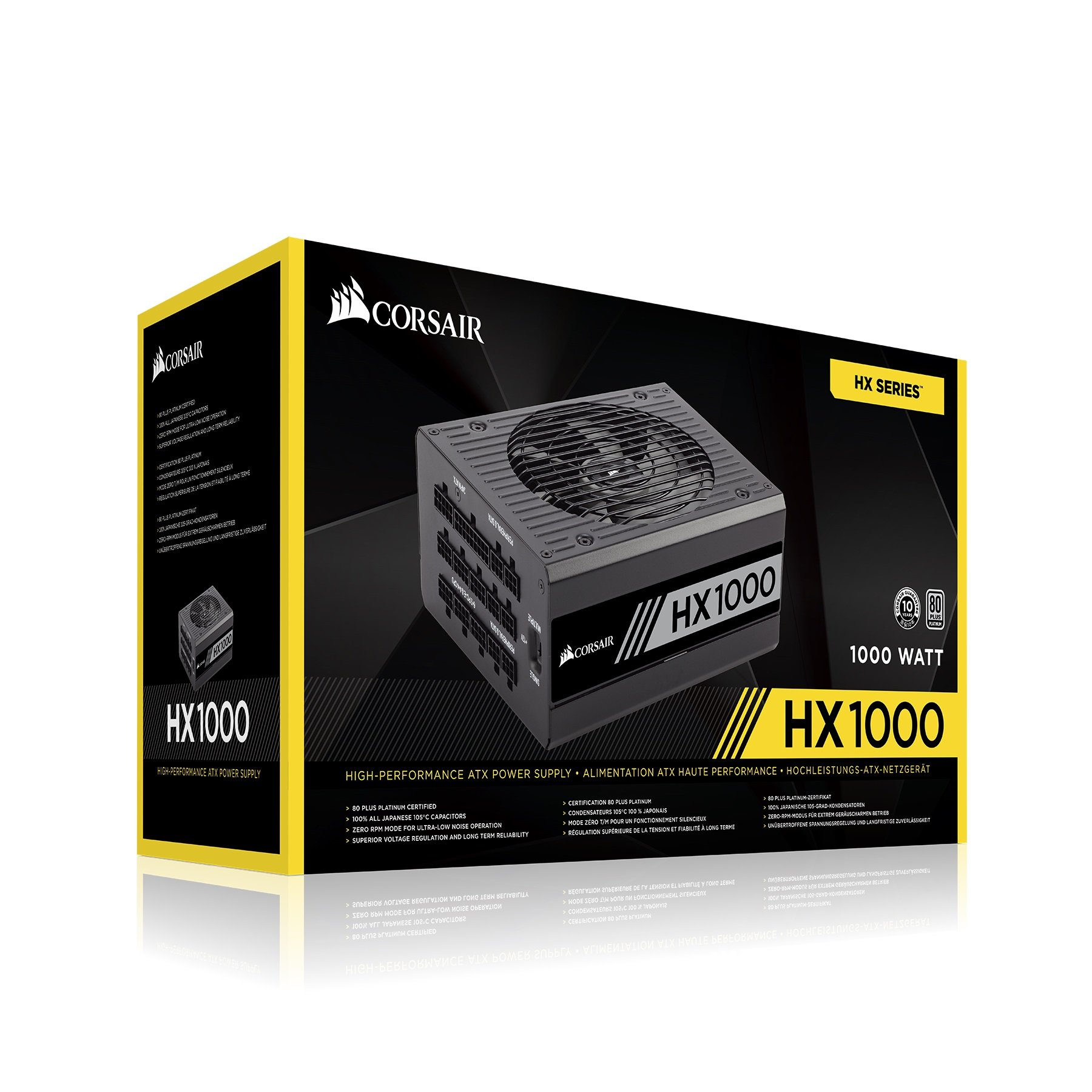 Corsair CP-9020139-UK HX1000 1000 W 80+ Platinum Fully Modular Power Supply Unit - Black
