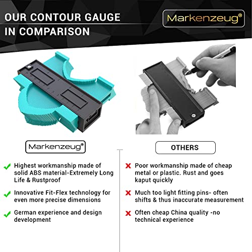 Markenzeug® Original Premium Contour Gauge – Improved Concept 2021 – Large Contour Measuring Machine and Marking Aid Tool– Duplicator Contour Knife, Profile Gauge Knife 130 mm for Laminate, Tiles & co