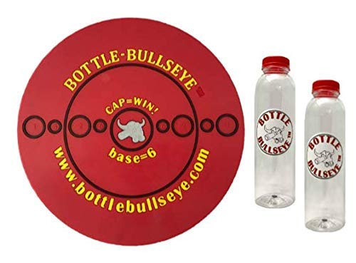 BOTTLE-BULLSEYE™ Game. Official Game Kit. Fun Family Game. Play Indoors or Outdoors. Made in The USA. Great for Family Game Night, Parties, picnics, Camping, Tailgating. Durable Target & Bottles!