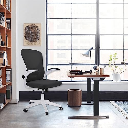 Desk Chair Ergonomic Office Chair Breathable Mesh Chair High-Back Computer Chair with Adjustable Height Headrest Flip-Up Arms and Lumbar Support Executive Rolling Swivel Black