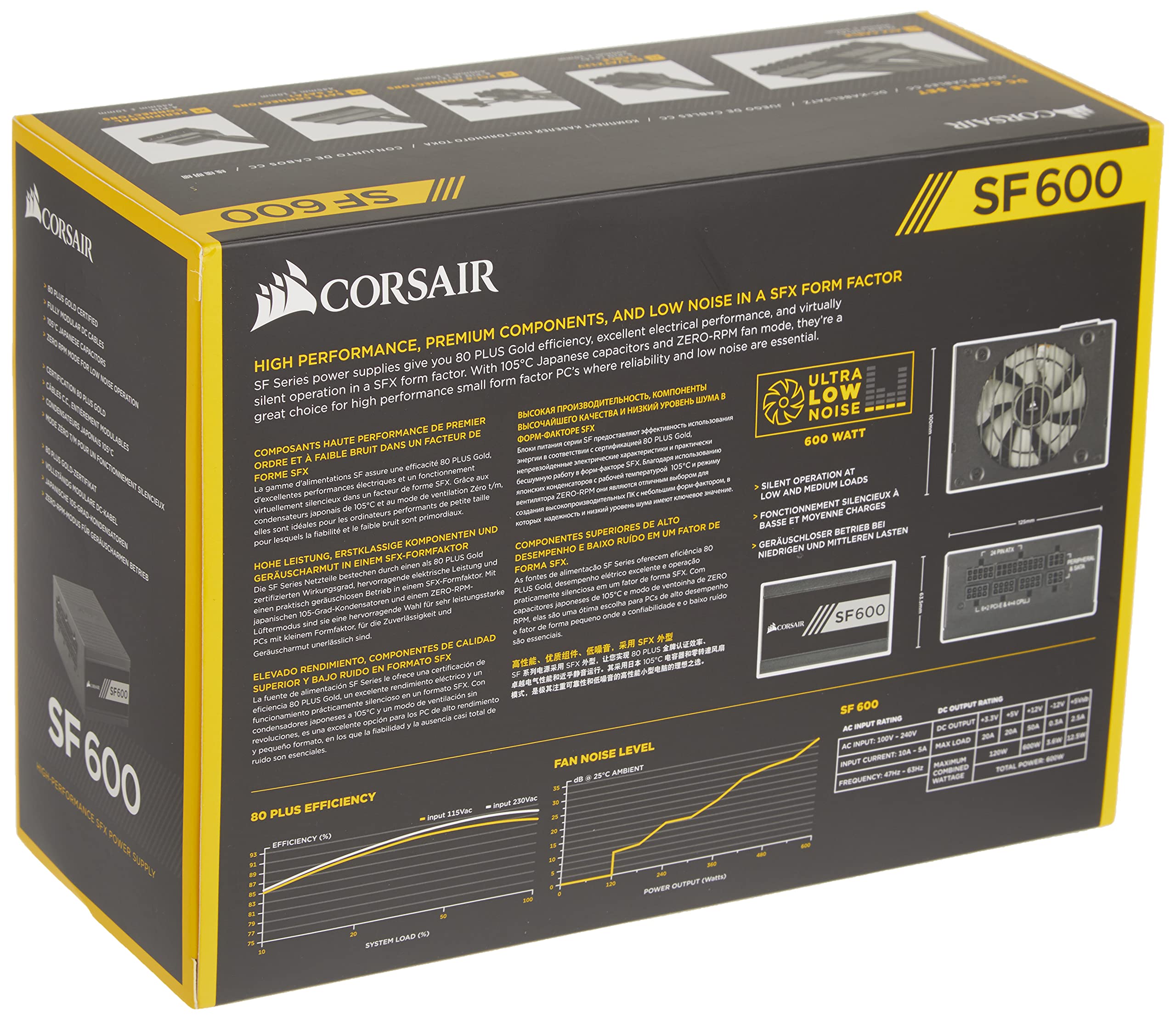 Corsair SF Series, SF600, 600 Watt, Fully Modular Power Supply, 80+ Gold Certified