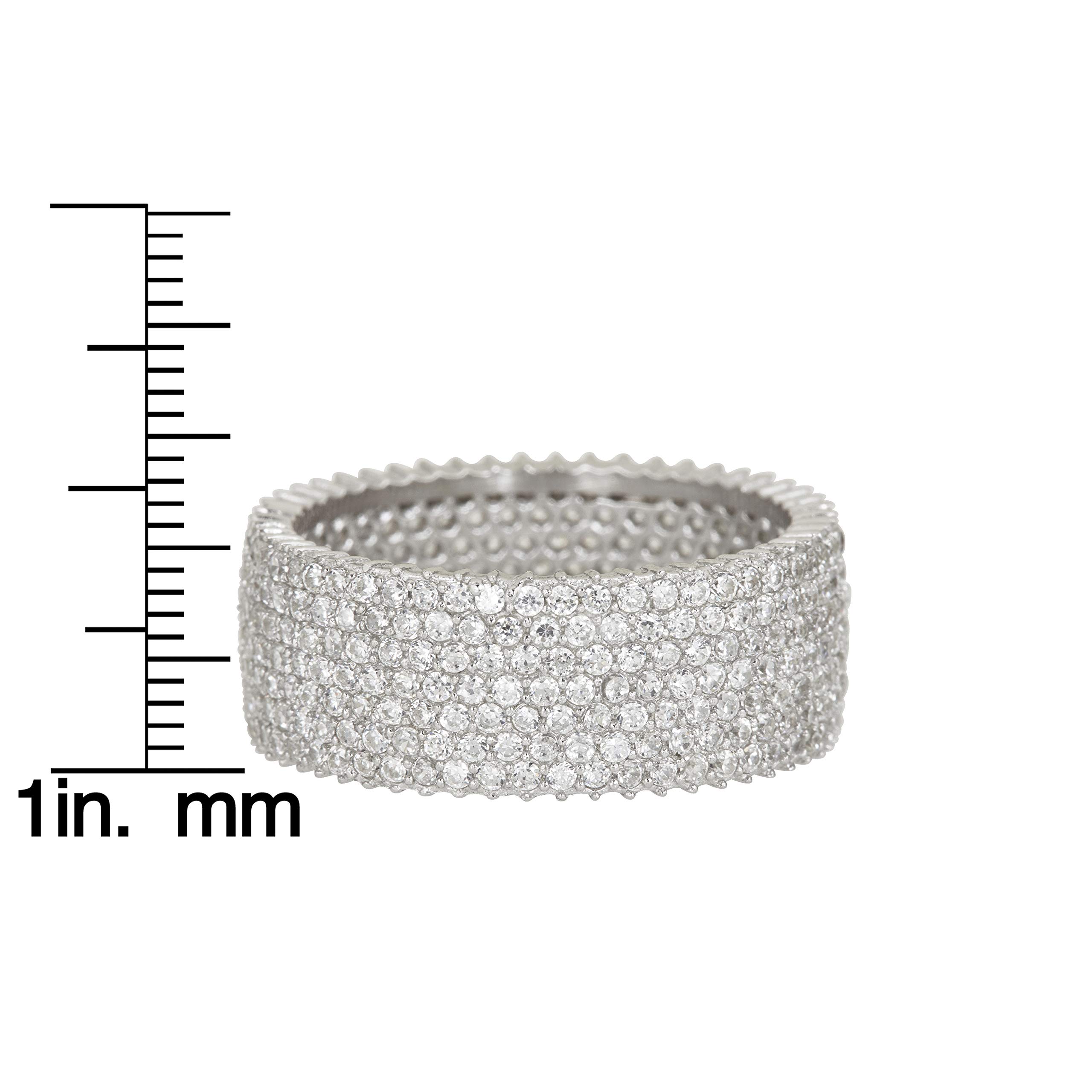 925 Sterling Silver Eternity Ring 7 Row Cubic Zirconia Micro-pave Set Engagement/ Wedding Ring (sterling-silver, 6)