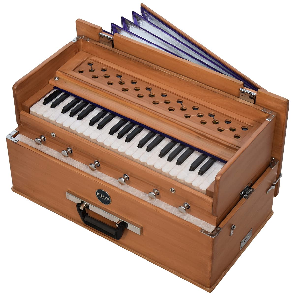 Bhava Classic "Kirtan" Harmonium | Standard Edition | Professionally Tuned | Shipped from U.S. | 42 Key,Portable Harmonium Perfect for Yoga,Kirtan | Travel Ready,Fits in Overhead Compartment Natural