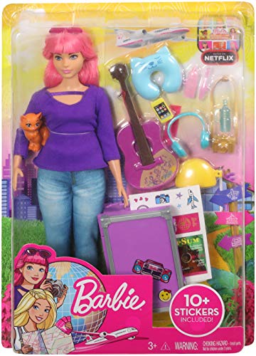 Barbie Dreamhouse Adventures Doll & Accessories, Travel Set with Daisy Doll, Kitten, Working Suitcase & 9 Pieces (Amazon Exclusive)