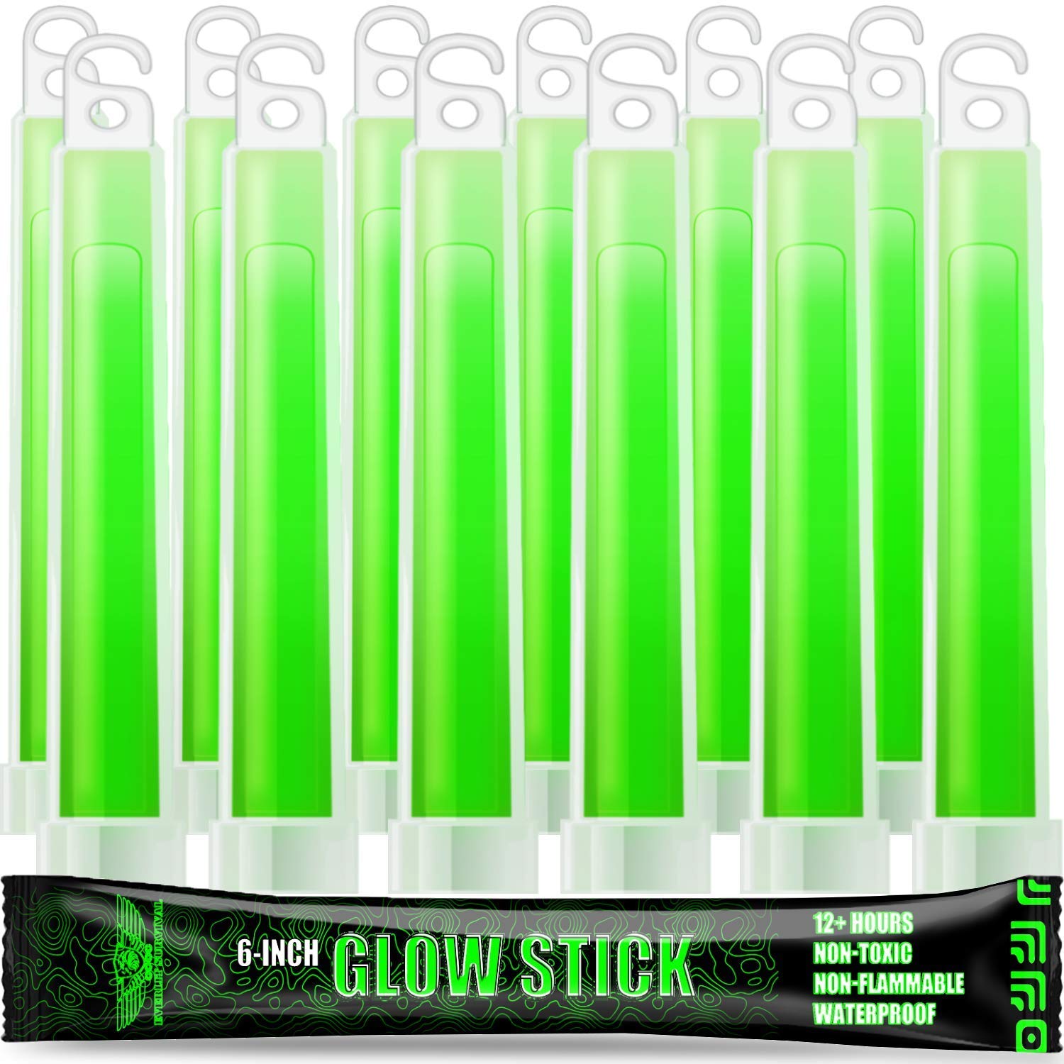 EVERLIT Survival Emergency Glow Sticks- 6 Inches Light Sticks for First Aid Kit, Survival Kit, Camping, Hiking, Outdoor, Disasters, Emergencies Up to 12 Hours Duration⌠(12 Pack, Green)