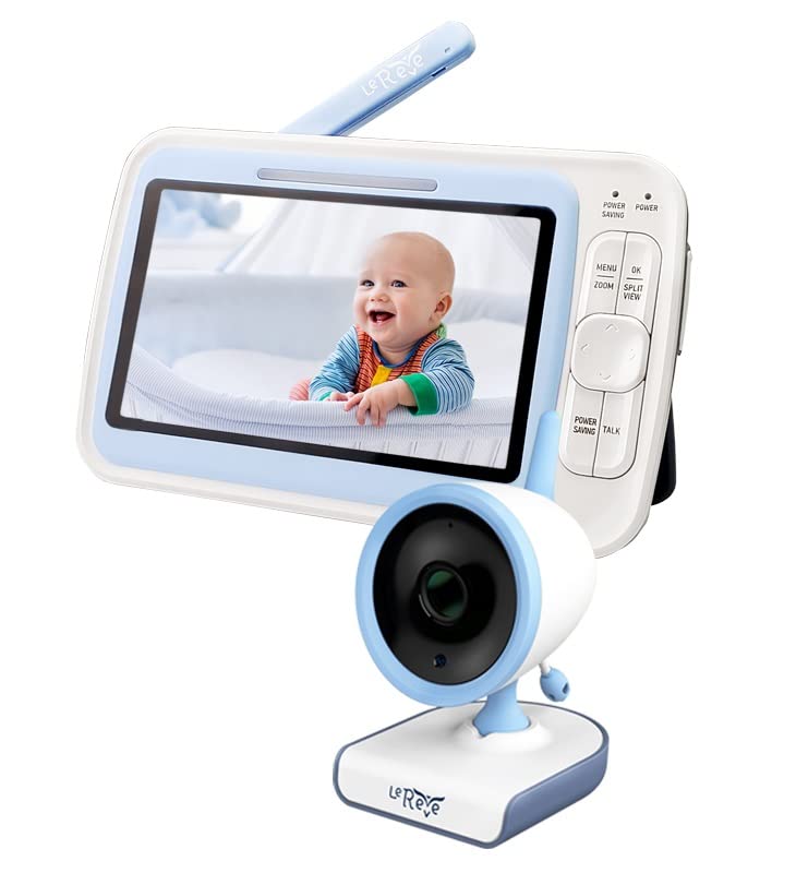 Low EMF 5" HD Long Range Baby Monitor with Camera and Audio, No WiFi, Auto Noise Reduce, 2-Way Audio, 5 Lullabies, Auto Night Vision