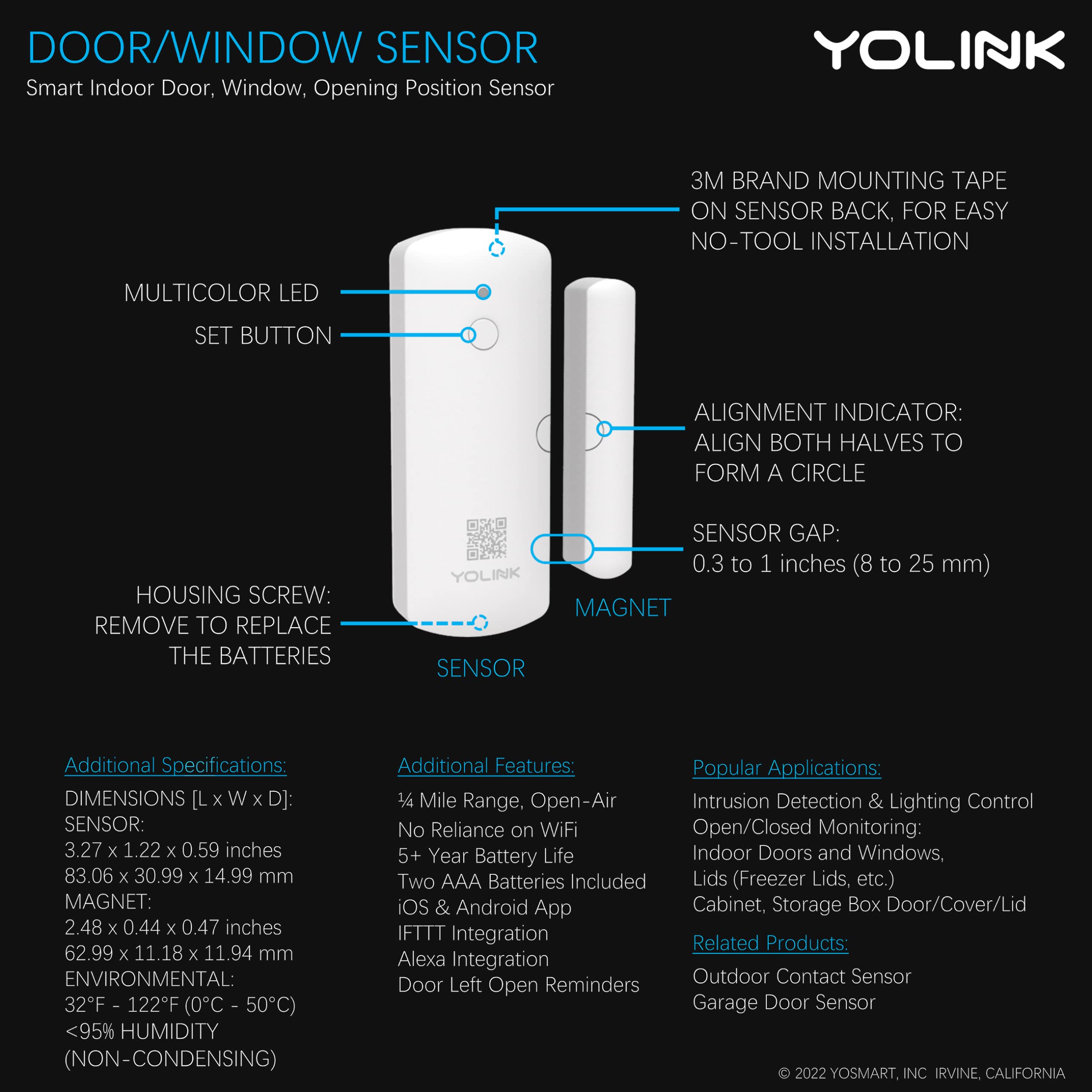 YoLink Smart Home Starter Kit: Smart Plug Mini, Siren Alarm, Water Leak Sensor, Motion Sensor, Temperature/Humidity Sensor, 2 Door/Window Sensors & Hub