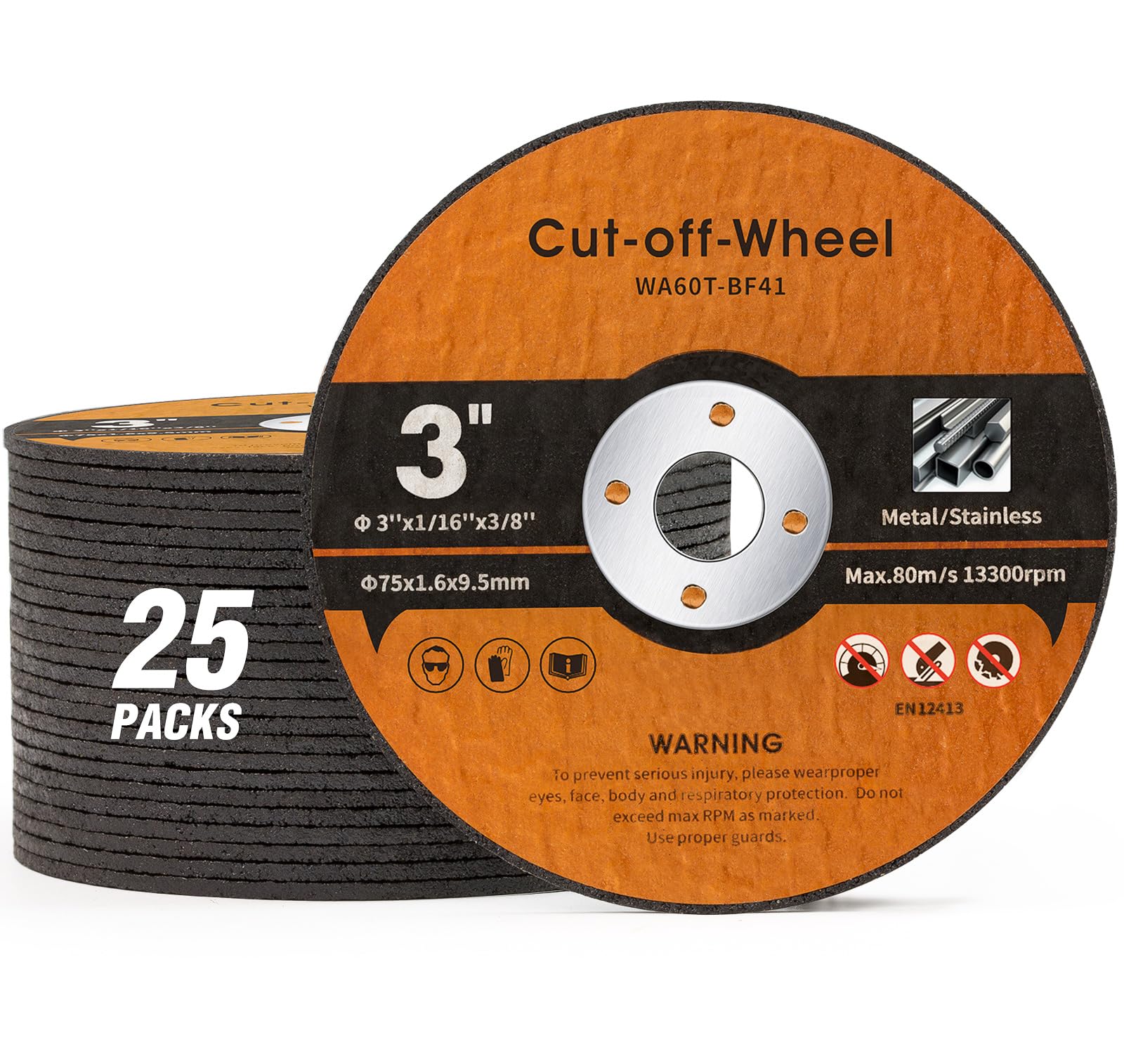 Shawya 25 PCS 3 Inch Cut Off Wheels Metal and Stainless Steel Cutting Wheel for Angle Grinder 3"x1/16"x3/8"Cutting disc Die Grinder Cut Off Wheel Fits Any Angle Grinder Air Tool