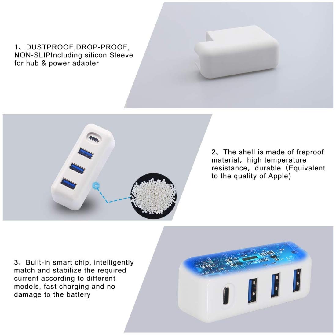 USB Hub Portable USB Hub USB Type-C 61W Laptop Power Dock Multi-Function HUB with 3 USB 3.0 Interface 1 Type-C Interface