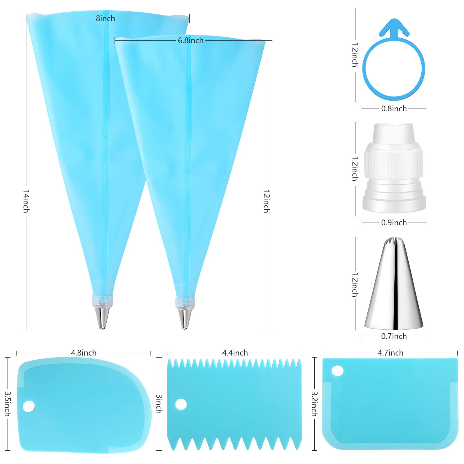33PCS Icing Piping Bags and Tips Set, Reusable Pastry Bags and Cake Decorating Frosting Piping Kit for Baking, with Scrapers, Couplers, Silicone Rings, Cake Decorating Tools for Cake, Cupcake, Cookie