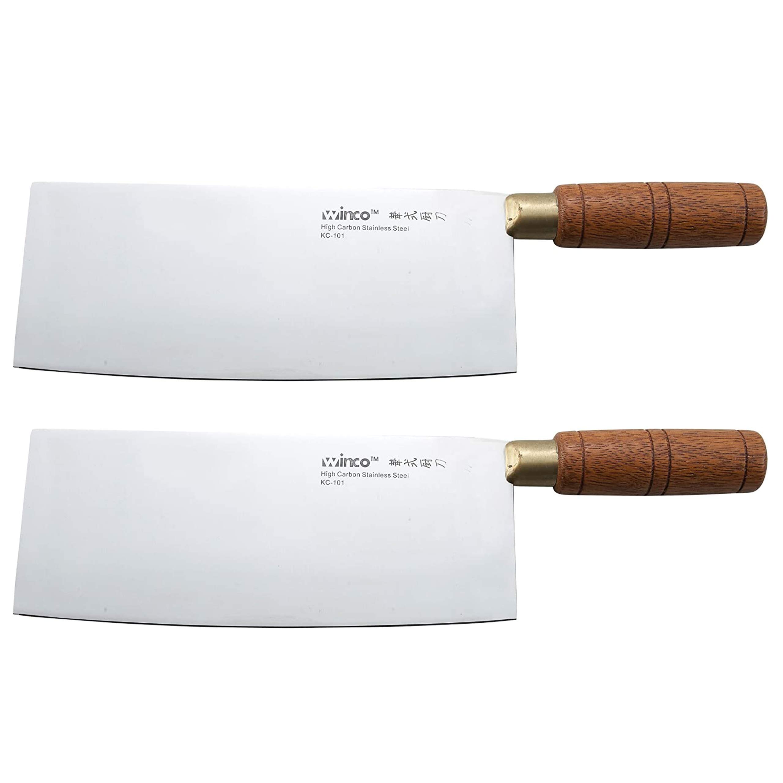 Winco Blade Chinese Cleaver w/wooden handle – blade 8”x3 ½” overall length 12 ½” (Set of 2)