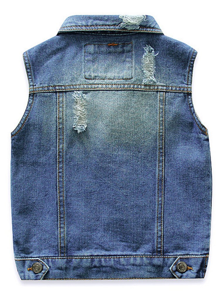 Little Boys Girls Spring Autumn Denim Vest Jacket Waistcoat Top Style2 Blue 120