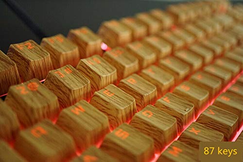 Rare 87 Keys Top Printed Doubleshot Backlit Keycap ANSI OEM Key Cap for Cherry MX Gaming Mechanical Keyboard (Yellow