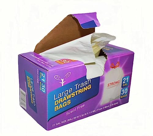 Big Tall heavy duty 21 Gallon Drawstring Trash Bags 1.0 MIL 30 Count - 28" x 34" - Wholesale, Commercial Garbage Bags