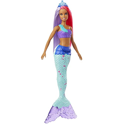 Barbie Dreamtopia Mermaid Doll, 12-inch, Pink and Purple Hair, with Tiara, Gift for 3 to 7 Year Olds