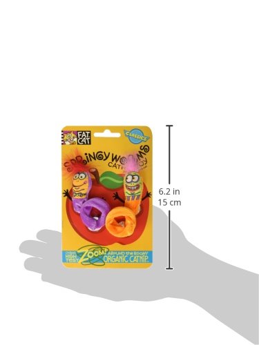 Doskocil Bamboo Pet CAM650037 2-Pack Fat Cat Springy Worms Catnip Toy