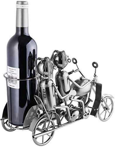 BRUBAKER Wine Bottle Holder Motorcycle Couple with Dog in Sidecar Metal Sculptures and Figurines Decor Wine Racks and Stands Gifts Decoration