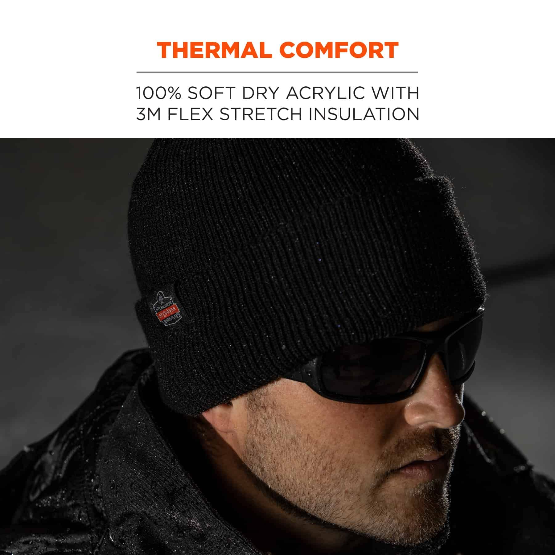 Rib Knit Winter Hat with Bump Cap Insert, Ergodyne N-Ferno 6811ZI, Black