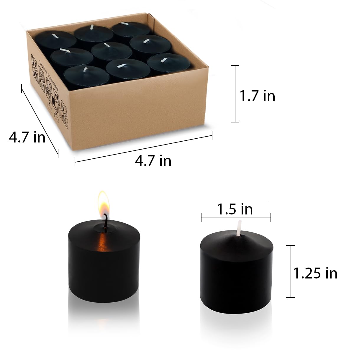 9-Pack 1.25-Inch Black Votive Candles for Halloween β Unscented Small Tealight Candle for Home Decor, Church and Special Occasions