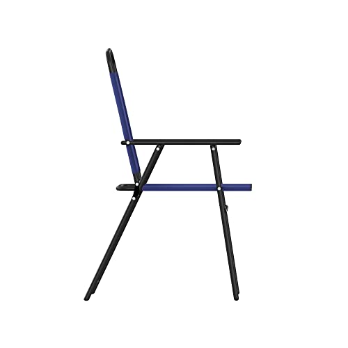 Flash Furniture Mystic Folding Patio Sling Chairs, Outdoor Textilene Lawn Chairs with Armrests, Set of 2, Navy