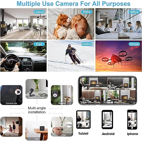 Aneekiti Mini Spy Camera Wireless WiFi Hidden Camera 1080P Full Hidden Cameras with Night Vision and Motion Detection Security Nanny Camera for Outdoor Home Office1 black