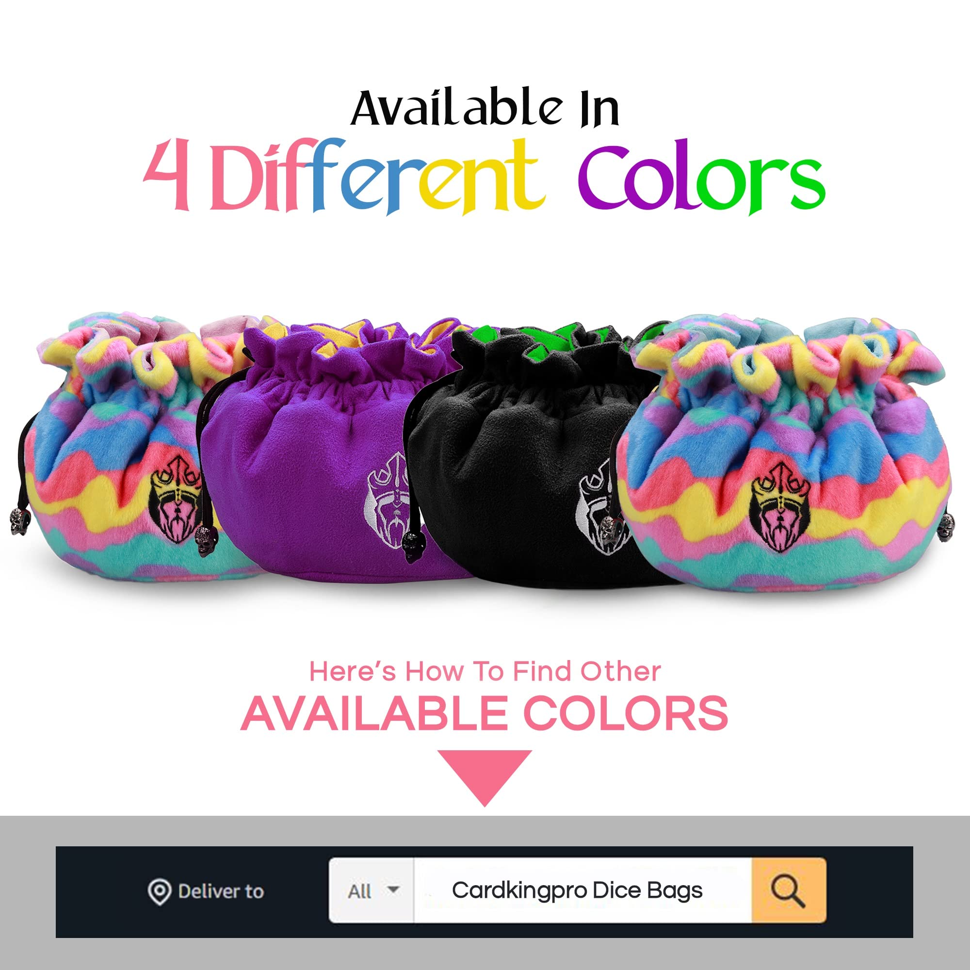 CardKingPro Immense - OCD Edition - Dice Bags with 15 Pockets - Rainbow & Pink - Capacity 200+ Dice - Great for Dice Hoarders [Patented Design]