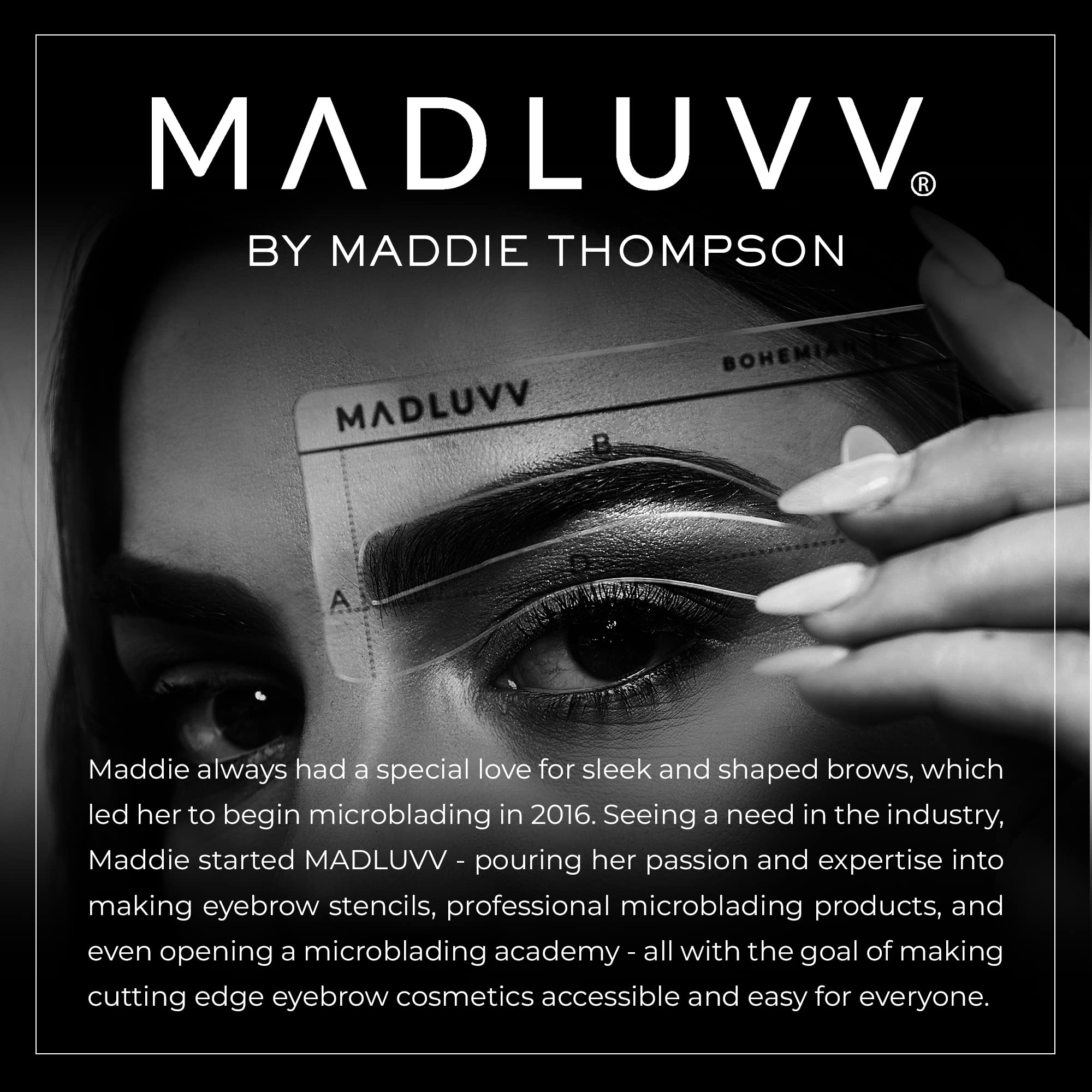MADLUVV Eyebrow Shaper Stencils, Reusable Brow Mapping Template for PMU Professionals, Semi-Permanent Makeup Mapping, 6 Stencils (3 Stencil Shapes in Both Petite and Regular Sizes) - Low Profile Set
