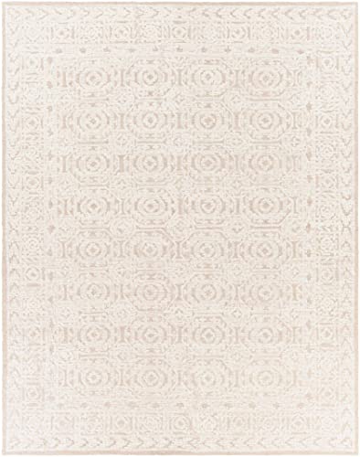 Hauteloom Muleshoe Wool Living Room, Bedroom Area Rug - Modern Farmhouse Transitional Soft Carpet - Beige, Cream, Light Brown - 9' x 12'