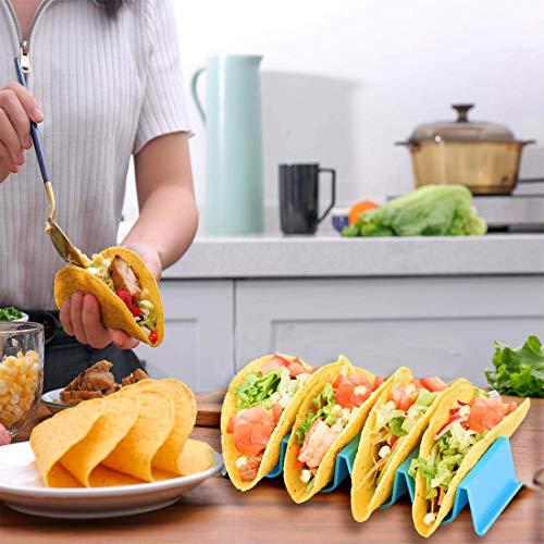 Taco Holder, Taco Holder Stand Set of 6, PP Health Material Taco Rack, Good Holder Stand on Table, Hold 4 Hard or Soft Shell Taco, Safe for Baking as Truck Tray