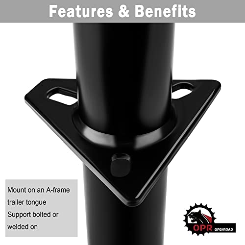 OPENROAD 5000 lbs A-Frame Trailer Jack, 15" Vertical Travel, Heavy Duty Top Wind Jack with Foot Plate for RV, Cargo, and Utility Trailers Tongue, Black