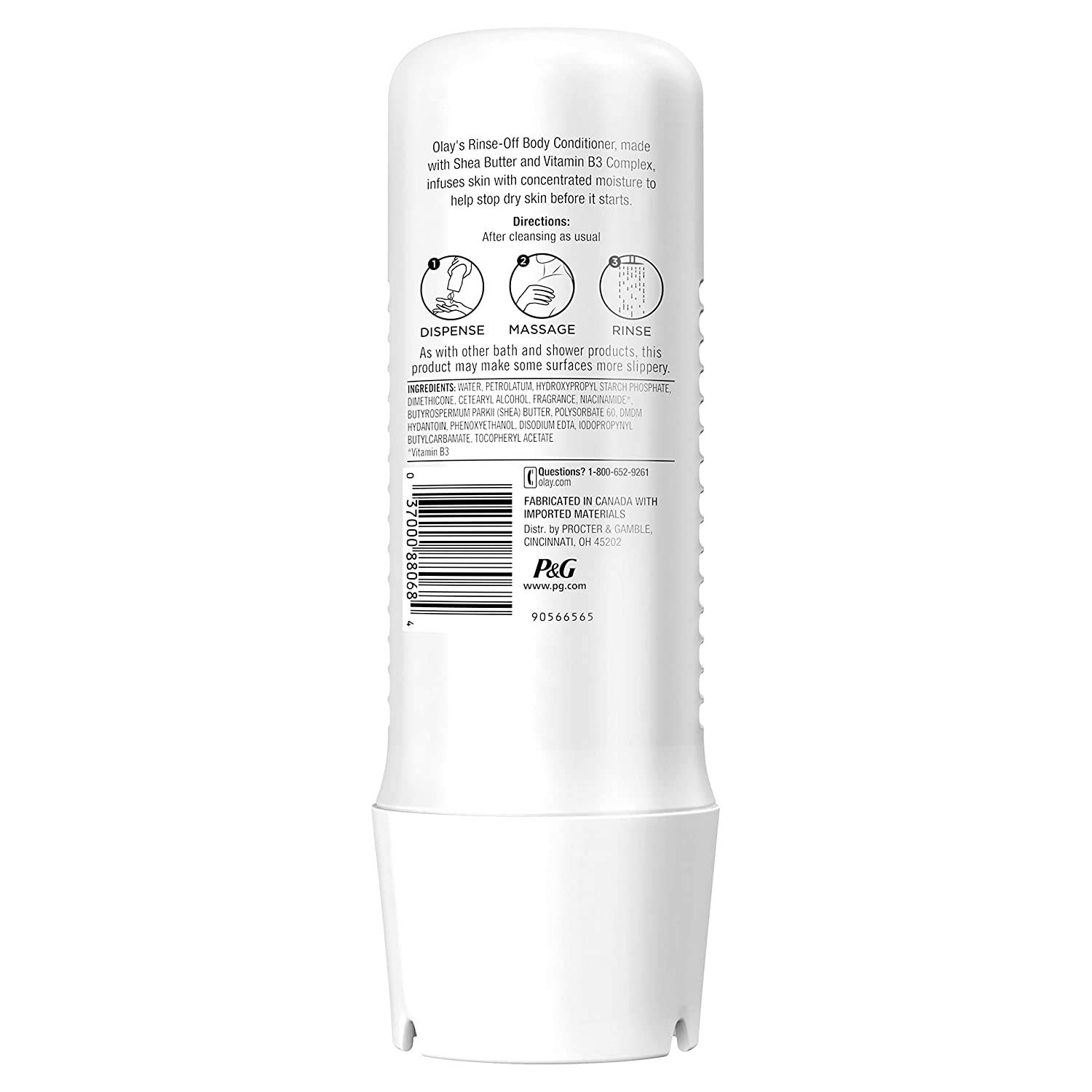 Olay In-Shower Rinse-Off Body Conditioner for Dry Skin with B3 and Shea Butter for Lasting Hydration, 8 Fl Oz (Pack of 3)