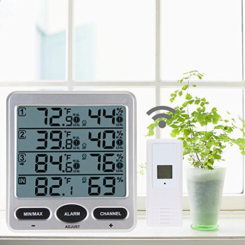 Ambient Weather WS-10 Wireless Indoor/Outdoor 8-Channel Thermo-Hygrometer with Three Remote Sensors
