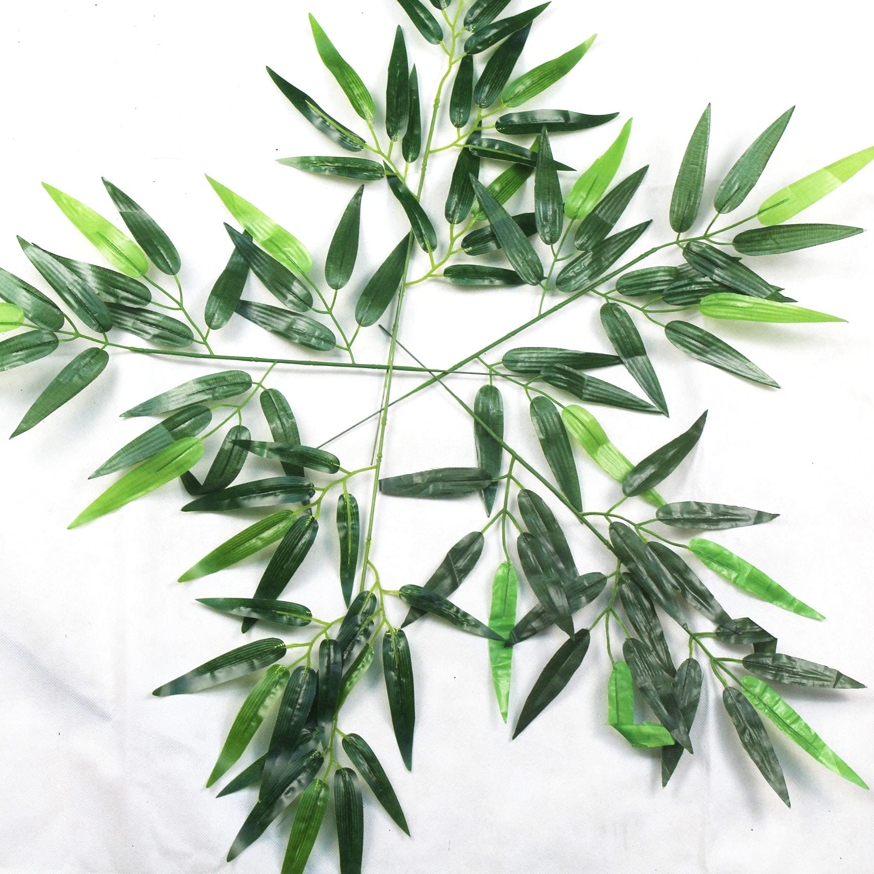 LUCKYTTTOO Artificial Plants Artificial Greenery Stems Fake Outdoor Plants Bamboo Leaves 2Pcs for Farmhouse Home Garden Wedding Indoor Outside Decor (ZHUYE)