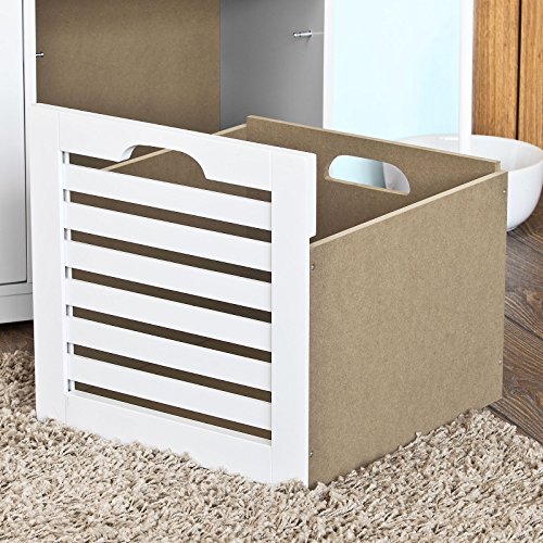 Haotian FSR23-W, White Storage Bench with 3 Drawers & Padded Seat Cushion, Hallway Bench, Shoe Cabinet, Shoe Bench