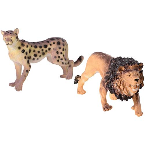 Constructive Playthings Set of 10 Vinyl Jungle Animals Accurately Scaled and Colored with a 4 1/2" T. Giraffe for Ages 3 Years and Up