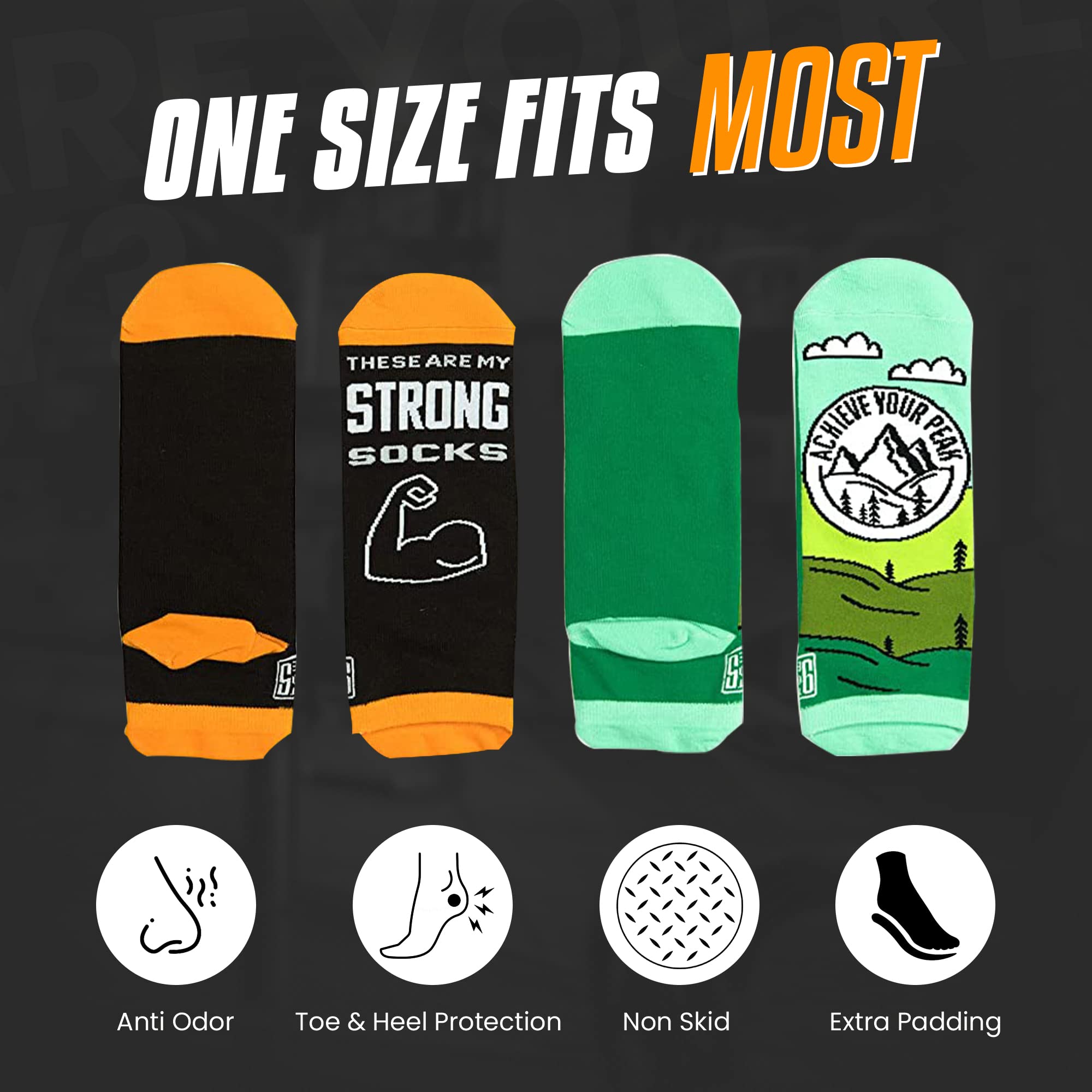 9Toe5 Funny Socks Men and Women Compression Socks No Show Socks Running Ankle Socks for Men and Women with Peak Design & Quotes Padded Sole (2PCS)