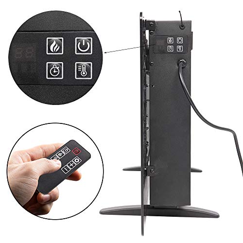 36 Inch Electric Fireplace with Remote Control,1400W Wall Hanging/Fireplace Single Color/Fake Wood/Heating Wire/with Small Remote Control Black