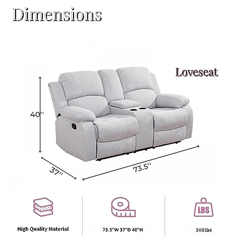 Caberryne Recliner Sofa Sets,Recliner Loveseat Sofa for Living Room Furniture Set,Microfiber Reclining Loveseat Couch,Wall Hugger Double Recliner for House/Office/Theater Seating(Loveseat Recliner)