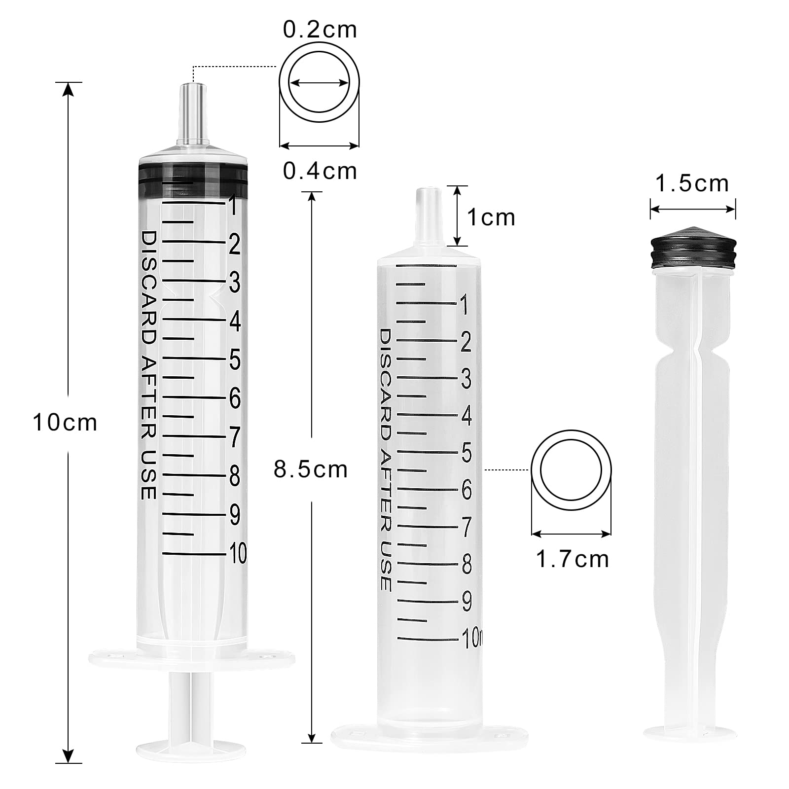 40 Pack 10ml/cc Plastic Syringe Individually Sealed with Measurement for Scientific Labs, Measuring Liquids, Feeding Pets, Refilling, Oil or Glue Applicator