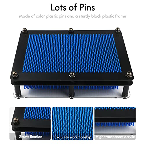 3D Pin Art Board Toy - Large Size Desk Toy Sculpture for Children Adults 6 x 8 inches (Blue)