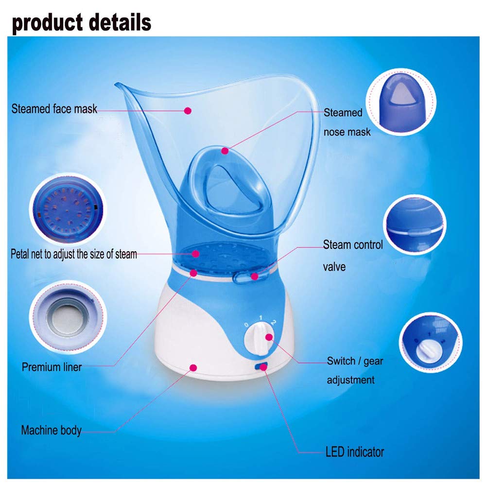 Facial Steamer Hot Mist Face Steamer Home Sauna Face Humidifier for Face Steaming Skincare (Blue)