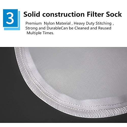 Nylon Mesh Monofilament Filter Socks Bag 50 Micron 7 Inch Ring by 16 Inch Long NMO Liquid Filter Bag Size 1-1Pack (50 Micron 7" x 16")