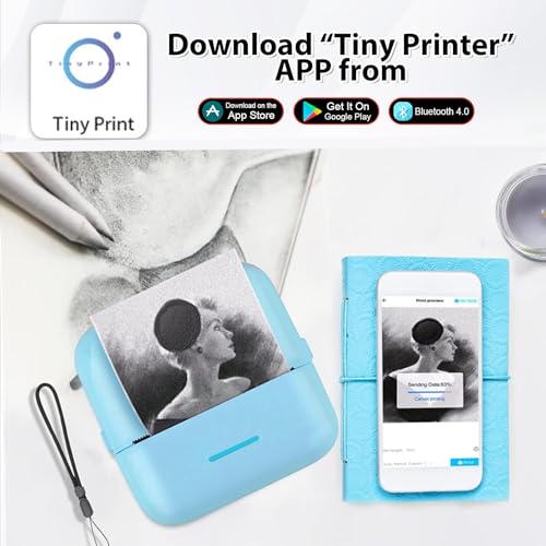 HUIJUTCHEN Mini Thermal Portable Printer for iOS&Android with Hard Protection Storage Case,Bluetooth Inkless Pocket Printer with 11 Rolls of Thermal Paper&Sticker to Print Photo Receipt DIY