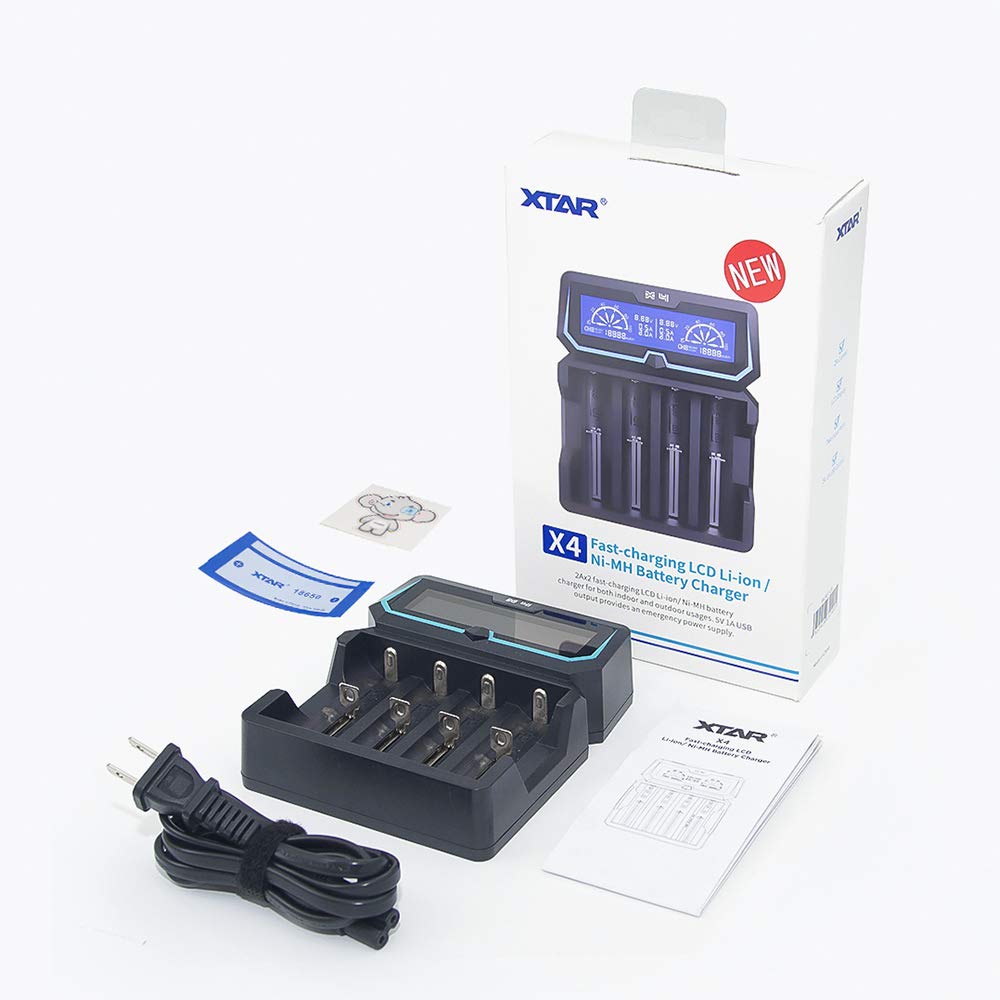 XTAR X4 Extended Version Protected 21700 20700 Battery Charger LCD Display AC Input Port 18650 Charger 2A Fast Charger with Mirco USB Output for Rechargeable 3.6V 3.7V Li-ion 1.2V Ni-MH Ni-CD Battery
