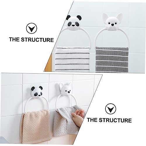 Cabilock 1pc Towel Rack Plastic Hooks for Hanging Clothes Hanger Hooks Hanger Hooks for Plastic Hangers Countertop Towel Ring Hand Towel Holder Tower Rack Abs White Punch Free Ring Cute